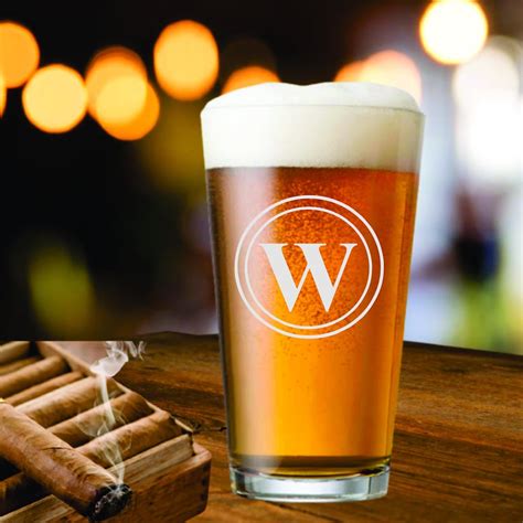 Personalized Monogram Beer Glasses Custom Craft Beer Glass Engraved