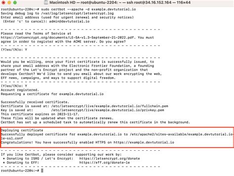 how to install let s encrypt ssl with apache on ubuntu 22 04 devtutorial
