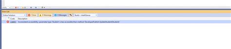 C Error Cs0051 Inconsistent Accessibility Parameter Type Type Is Less Accessible Than Method