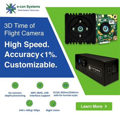 E Con Systems On Linkedin 3d Time Of Flight Camera Depthvista