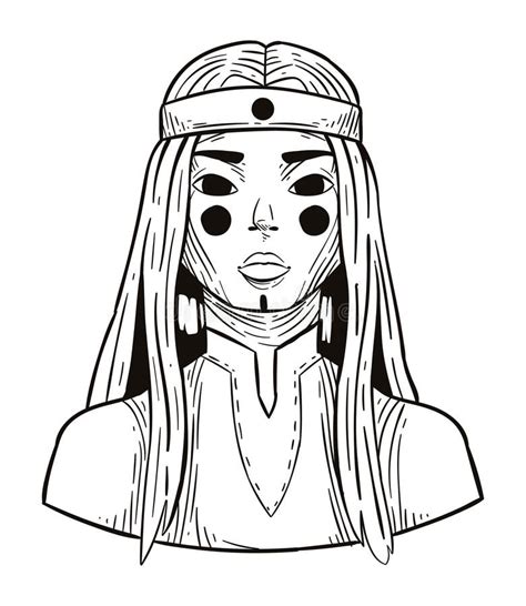 Native American Girl Sketch Stock Vector Illustration Of Indigenous