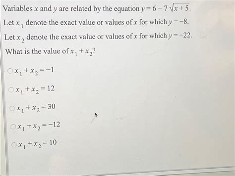 Solved Variables X And Y Are Related By The Equation Chegg