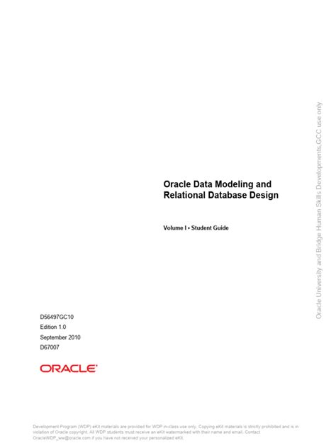 Oracle Data Modeling And Relational Database Design 9 2010 Volume I