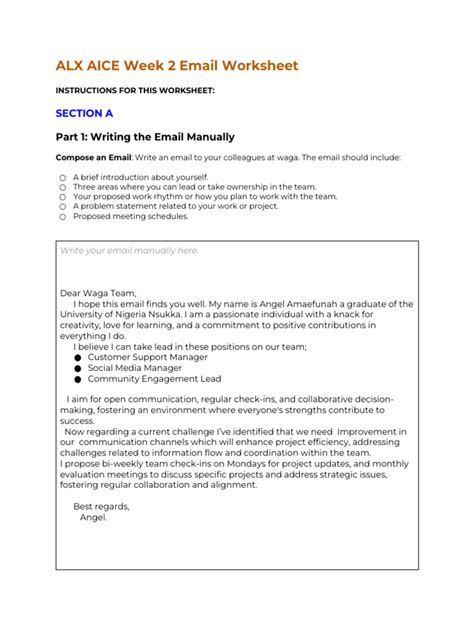 Alx Aice Week 2 Email Worksheet Pdf Cognitive Science Learning