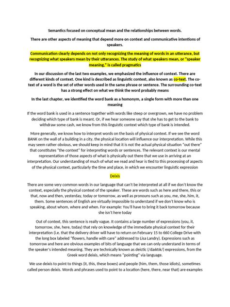 Semantics Focused On Conceptual Mean And The Relationships Between