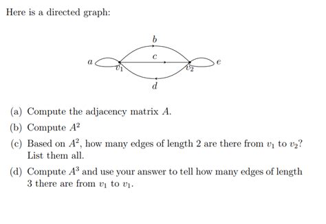 Solved Here Is A Directed Graph A Compute The Adjacency