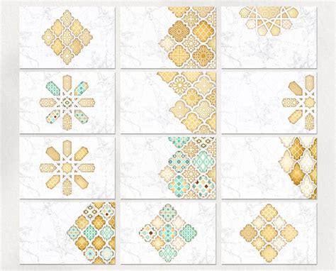 Moroccan Tile Posters Marble Background Arabian Ornament Digital