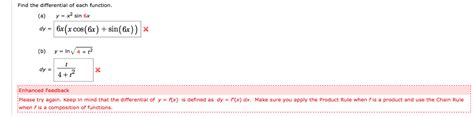 solved find the differential of each function y x 2 sin
