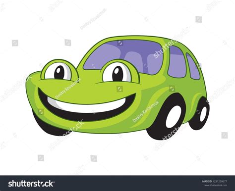 Funny Smiling Cartoon Car Vector Humanized стоковая векторная графика