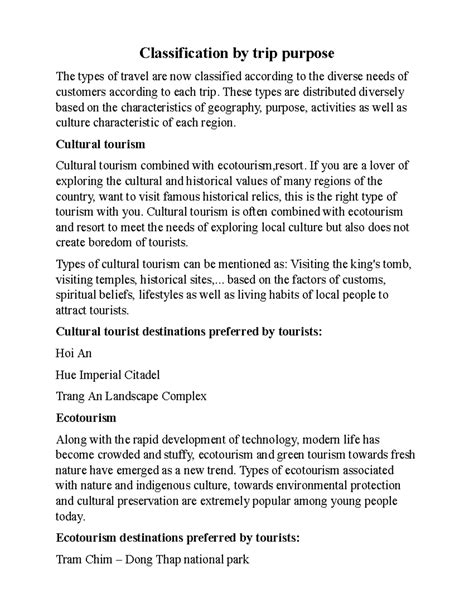 Classification By Trip Purpose These Types Are Distributed Diversely