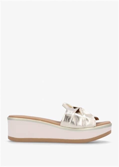 Daniel Robow Gold Leather Knot Top Mules
