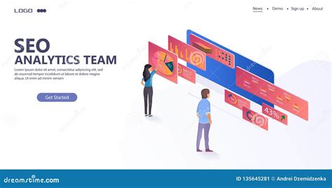 Data Analysis People And Interact With Graphs Stock Vector Illustration Of Isometric Desk