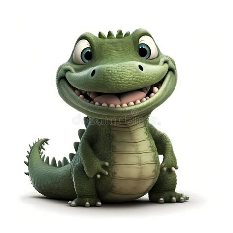 Happy Cute Alligator Cartoon Style Generative Ai Stock Illustration