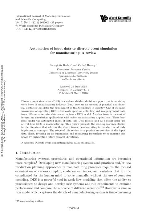 pdf automation of input data to discrete event simulation for