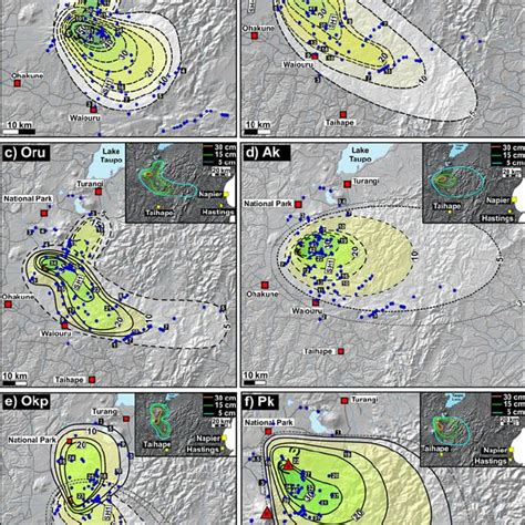 Whole Deposit Isopach Data Plots For Each Eruption Showing A Thickness