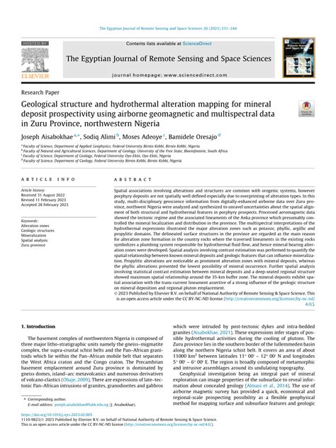 Pdf Geological Structure And Hydrothermal Alteration Mapping For Mineral Deposit Prospectivity