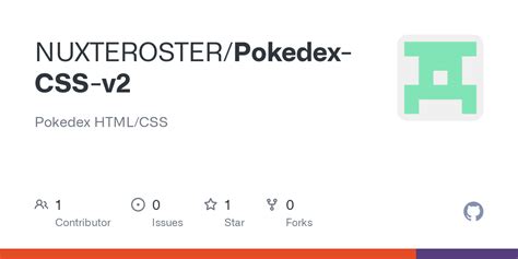 GitHub NUXTEROSTER Pokedex CSS V Pokedex HTML CSS