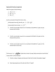 U L A Exponential Functions Assignment Pdf Exponential Functions Assignment Sketch The Graph