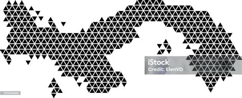 파나마 지도 노드를 사용 하 여 패턴 기하학적 배경을 반복 검은 삼각형에서 추상적 인 도식 벡터 일러스트입니다 3차원 형태에