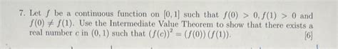 solved 7 let f be a continuous function on [0 1] such that