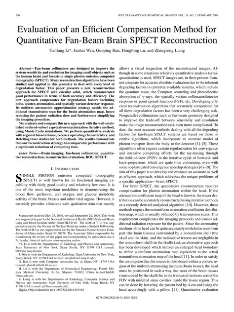 Pdf Evaluation Of An Efficient Compensation Method For Quantitative Fan Beam Brain Spect