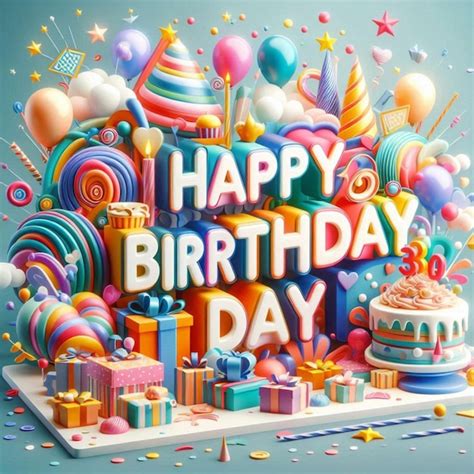 Happy Birthday 3d Illustration Premium Ai Generated Image