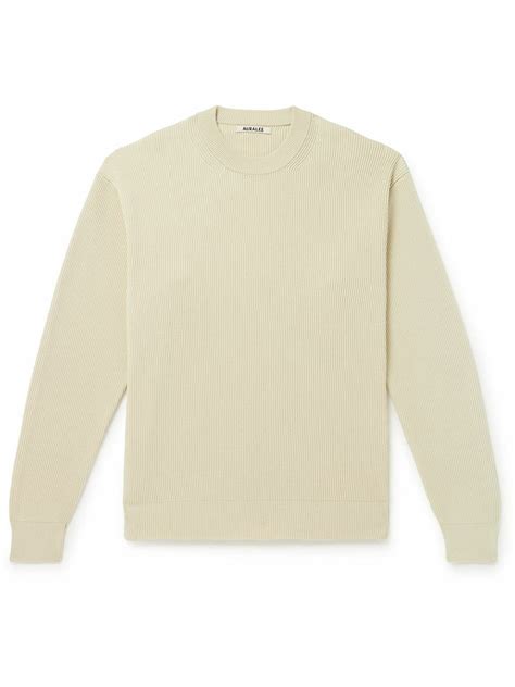 Auralee Ribbed Cotton Sweater Neutrals Auralee