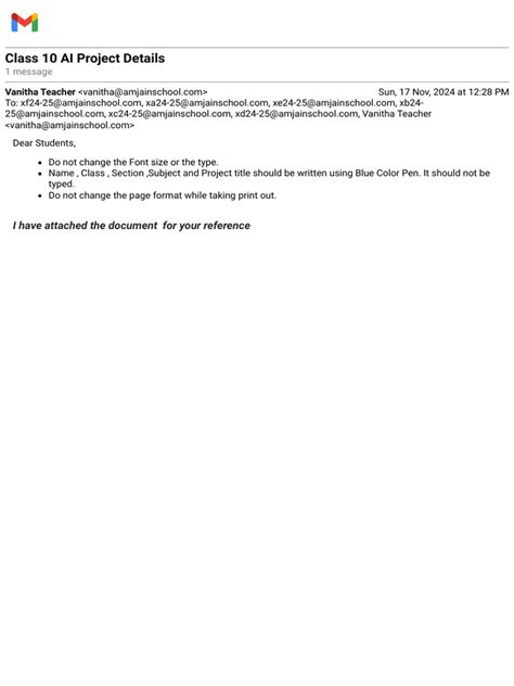 Gmail Class 10 Ai Project Details 1 Pdf