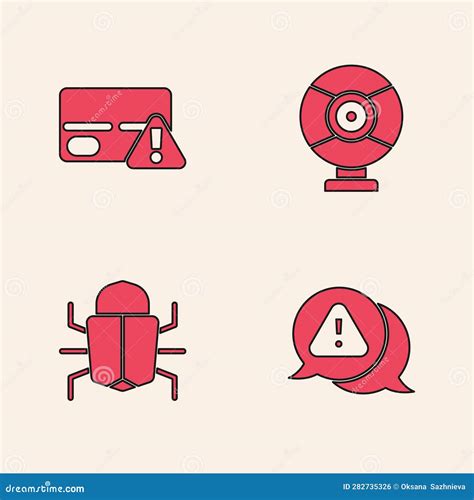 Set Exclamation Mark In Triangle Credit Card Security Camera And