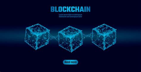 Premium Vector Blockchain Cube Chain Symbol On Square Code Big Data Flow Information Blue Neon