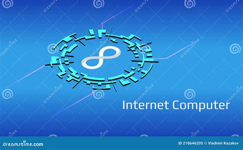 dfinity internet computer icp isometric token symbol in digital circle on blue background