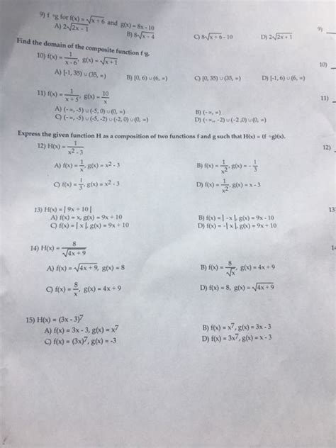 solved find the domain of the composite function f g f x