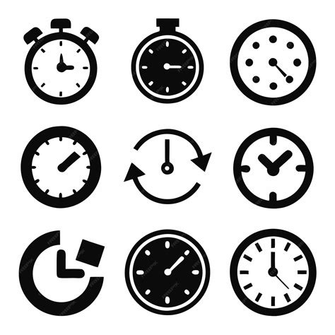 Different Simple Clock Icon Set Vector Illustrations On White Background Premium Ai Generated