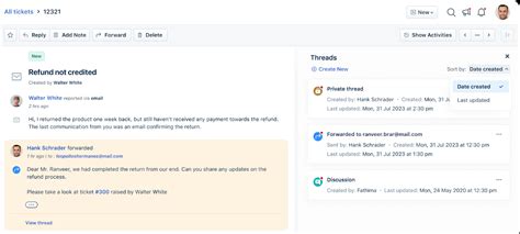 Collaboration Using Forward Threads In Freshdesk Freshsales