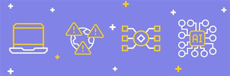 Set Line Neural Network Earth With Exclamation Mark And Laptop Icon Vector Stock Illustration