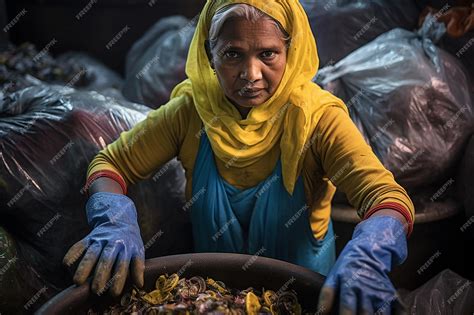 Premium Photo Close Up Of A Person Sorting Recyclables Into Different