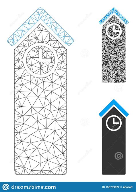 Time Tower Vector Mesh 2d Model And Triangle Mosaic Icon Stock Vector Illustration Of Clock
