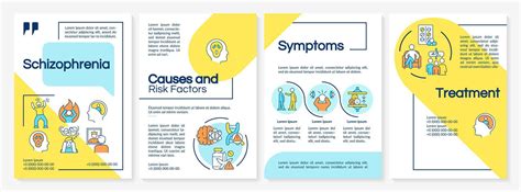 Schizophrenia Blue And Yellow Brochure Template Leaflet Design With Linear Icons Symptoms