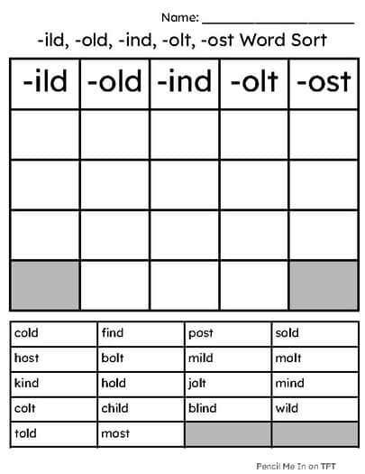 Ild Old Ind Olt Ost Worksheets By Pencil Me In Tpt