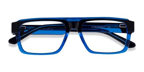 Sid Rectangle Black Clear Blue Glasses For Men Eyebuydirect Blue