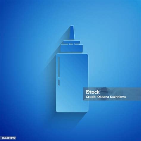 종이 잘라 소스 병 아이콘 파란색 배경에 격리 패스트 푸드 소스 케첩 겨자 마요네즈 병 종이 아트 스타일입니다 벡터 일러스트레이션 드레싱 식품에 대한 스톡 벡터 아트 및