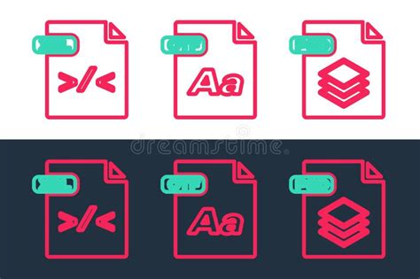 Set Line Psd File Document Xsl And Otf Icon Vector Stock Vector Illustration Of Sign