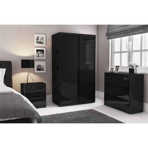 Bedroom Furniture High Gloss Black Hawk Haven
