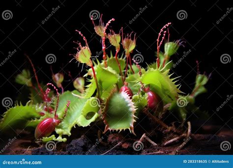 Time Lapse Sequence Of Venus Flytrap Catching And Digesting Prey Stock