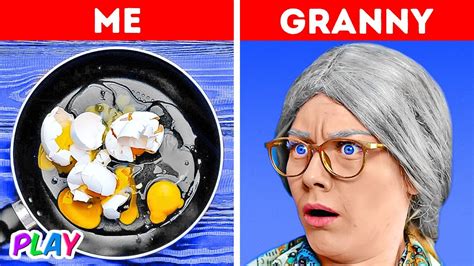 Me Vs Grandma Awesome Grannys Kitchen And Cooking Hacks Youtube