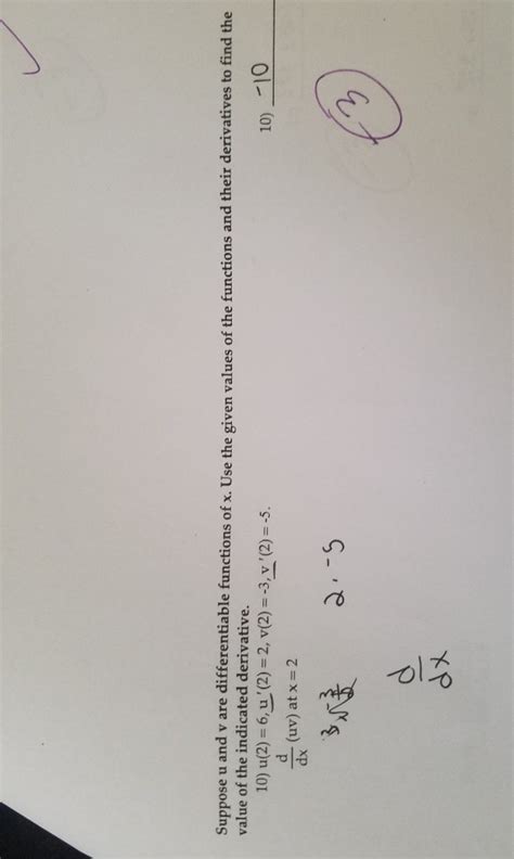 solved suppose u and v are differentiable functions of x