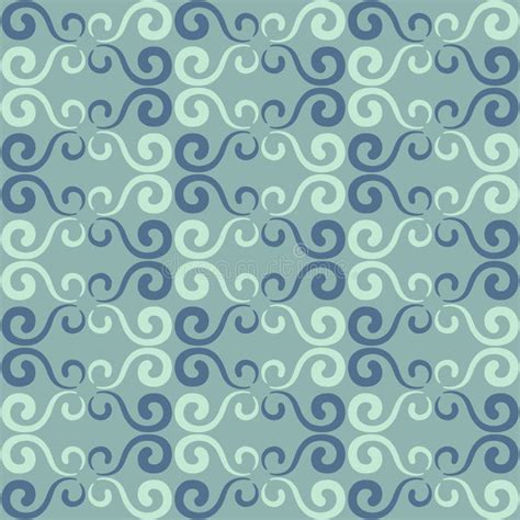 Seamless Tile Pattern In Traditional Style Simple Abstract Spiral Shapes Flat Vector Graphics