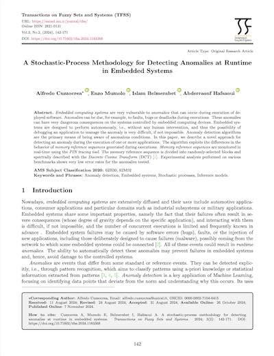 A Stochastic Process Methodology For Detecting Anomalies At Runtime In