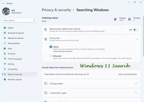 Configure Indexing Options And Settings For Windows 11 Search