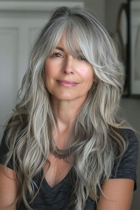 Pin By Susana Choco On Cortes De Cabello Medio Rizado Long Silver